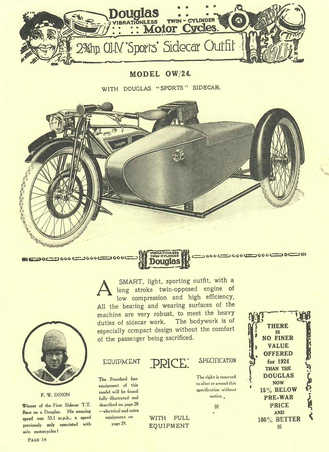 DOUGLAS 1924 SALES BROCHURE - REPLICA - Vintage Motor Cyclebooks